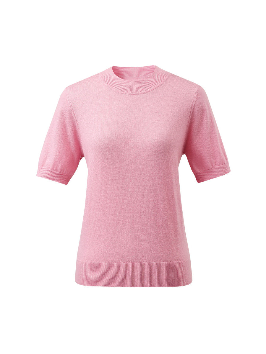 COMOBOCA Women's Classic Short-Sleeve Worsted Wool Sweater