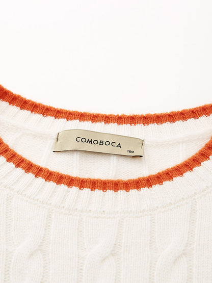 100% Wool Women's Colorblock Cable Knit Sweater – COMOBOCA
